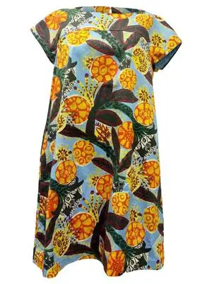 Max Mara Cotton Printed Mini Dress - Blue
