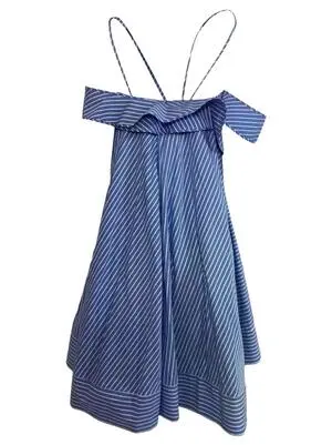 MSGM Striped Asymmetrical Mini Dress - Blue