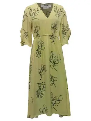 JASON WU Floral-print V-neck Midi Dress - Yellow