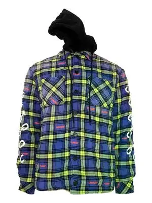 Off-White Plaid-pattern Shirt Jacket - Blue