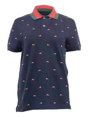 Gucci Embroidered-detail Polo Shirt - Blue