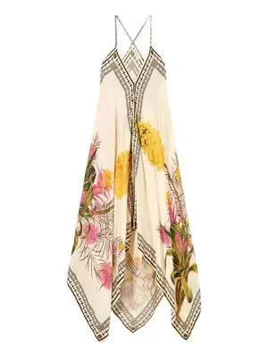 Blumarine Floral Print V-neck Dress - Neutrals