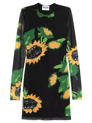 Moschino Floral Long-sleeve Dress - Black