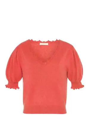 Ulla Johnson Polline V-neck Top - Red