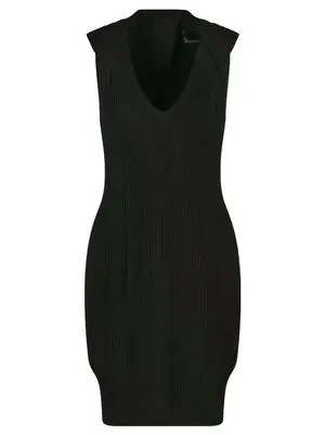 BALMAIN V-Neck Ribbed Mini Dress
