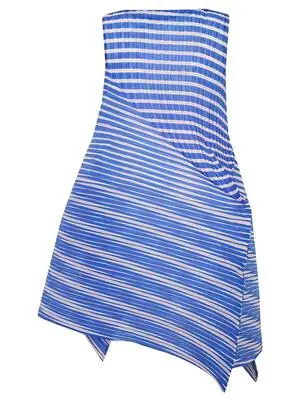 Issey Miyake Striped Plissé Dress - Blue