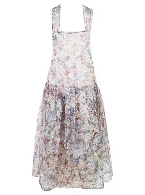 Khaite Amello Floral Open-back Dress - Neutrals