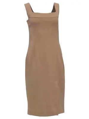 Dolce & Gabbana Square-neck Sleeveless Midi Dress - Neutrals