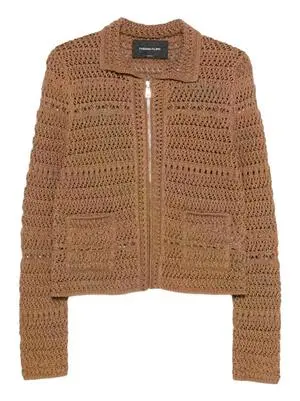 Fabiana Filippi Zip-up Open Knit Cardigan - Brown
