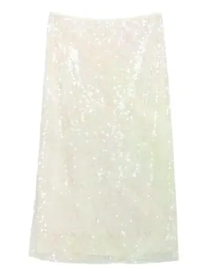 IVORY PARIS Sequin-embellished Midi Skirt - Neutrals