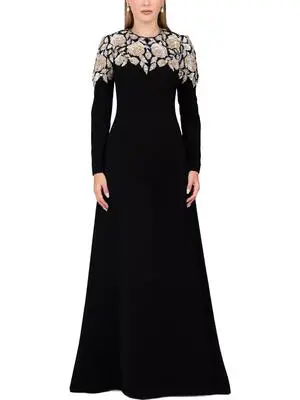 DINA MELWANI Embellished Maxi Gown - Black