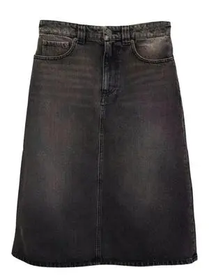 Balenciaga A-line Denim Midi Skirt - Grey