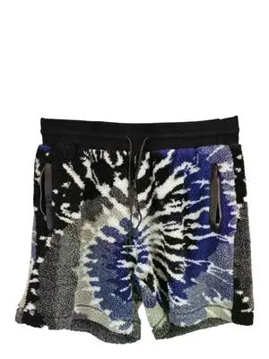 Amiri Tie-dyed Leather-trimmed Drawstring Shorts - Blue