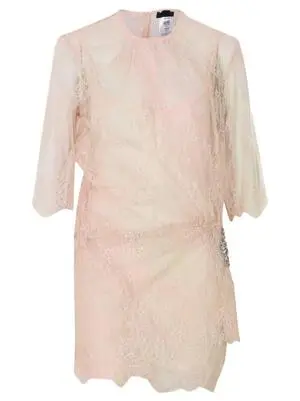 Liu Jo Lace Overlay Embellished Dress - Pink