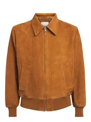 Sandro Suede Bomber Jacket - Red