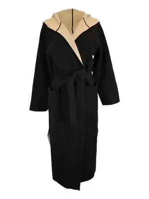 Max Mara Belted Hooded Coat - Black
