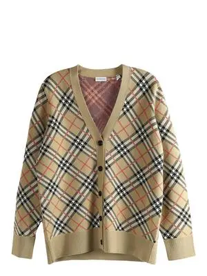 Burberry Gloria Check Cardigan - Tan