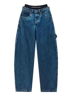 Alexander Wang Logo Elastic Prestyled Oversized Jeans - Blue