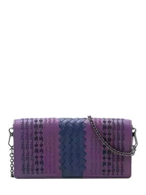 Bottega Veneta Nappa Intrecciato Embroidered Continental Wallet On Chain - Purple