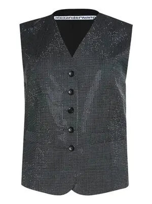 Alexander Wang Buttoned V-neck Top - Grey