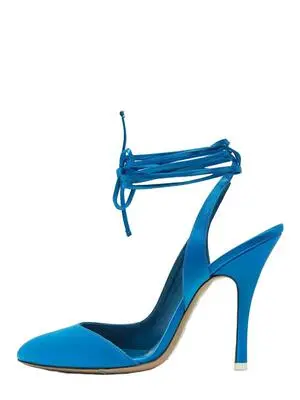 Attico Venus Ankle-tie Satin Pumps - Blue