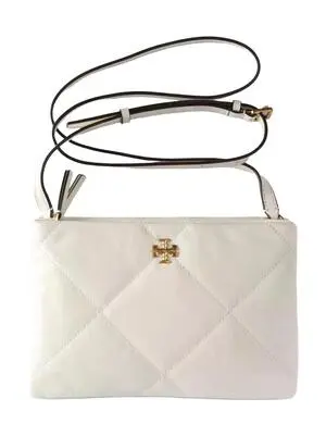 Tory Burch Quilted Cross Body Bag With Logo - White