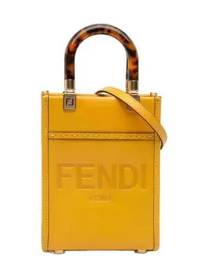Fendi Mini Leather Sunshine Shopper Tote Satchel - Yellow