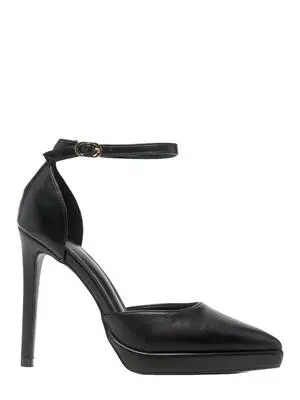 EXÈ Ankle-strap Leather Heeled Pumps - Black