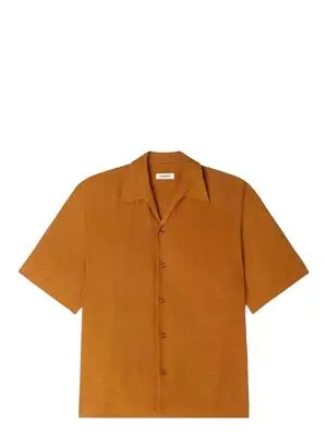 Sandro Shark-collar Short-sleeve Shirt - Brown
