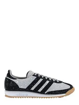 Adidas Sl72 Crystal-embellished Leather Trainers - Crystal Grey Black  Whit