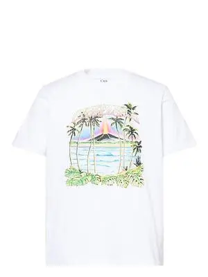 Casablanca Volcano Graphic-print Cotton T-shirt - White