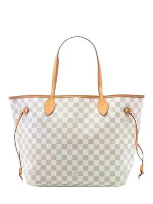 LOUIS VUITTON Damier Azur Neverfull Mm Tote Bag - White