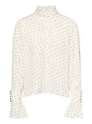 ME+EM Paisley Print Silk Blouse - Light Cream/brown
