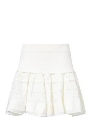 Alaïa Ruffled Wool-blend Mini Skirt - Blanc