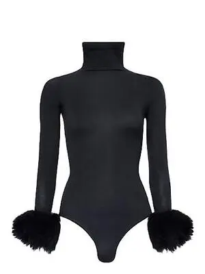 Alaïa Stretch-woven Bodysuit With Detachable Cuffs - Noir Alaia