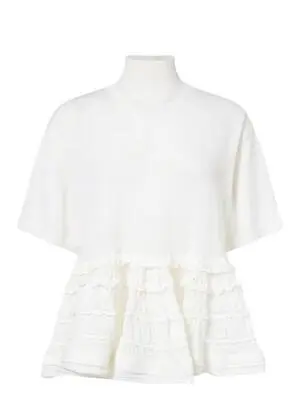 Alaïa Ruffled Peplum Wool Top - Blanc