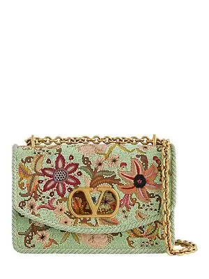 Valentino Garavani Vain Embroidered Shoulder Bag - Multicolor/foamgreen
