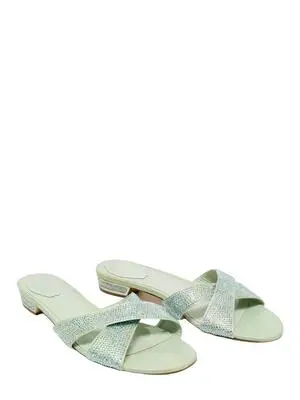 Rene Caovilla Crystal-embellished Slides - Blue