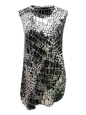 Vince Croc-print Sleeveless Top - White