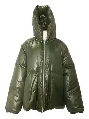 JIL SANDER Zipped Hooded Puffer Jacket - Green
