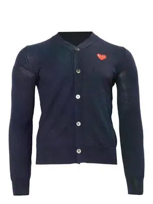 Comme Des Garçons Heart-logo Cardigan - Blue