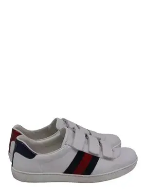 Gucci Leather Strap Sneakers - White