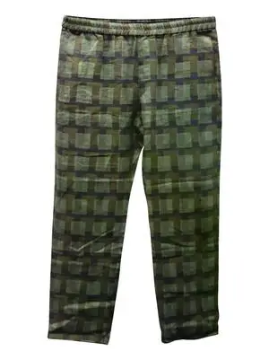 Dries Van Noten Check Linen Trousers - Green