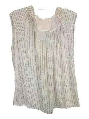 Nina Ricci Pinstripe Pleated Top - White