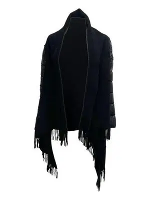 Moncler Sleeve Fringe Cape Coat - Black