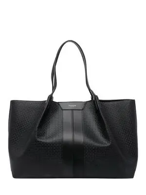 SERAPIAN Textured Leather Trim Shoulder Bag - Black
