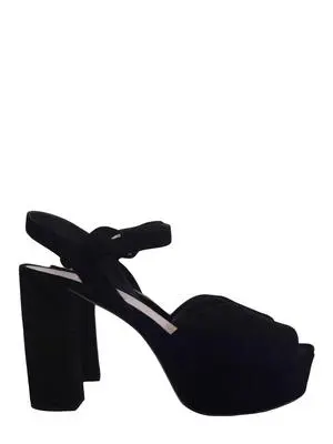 Prada Platform Heeled Sandals - Black