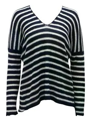 Vince Striped V-neck Sweater - Blue