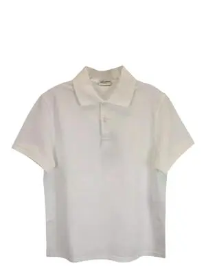 Saint Laurent Cassandre Cotton Polo Shirt - White