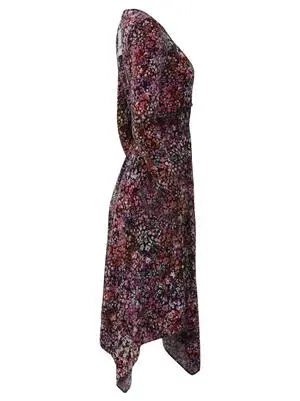 Maje Floral-print Asymmetric Midi Dress - Purple